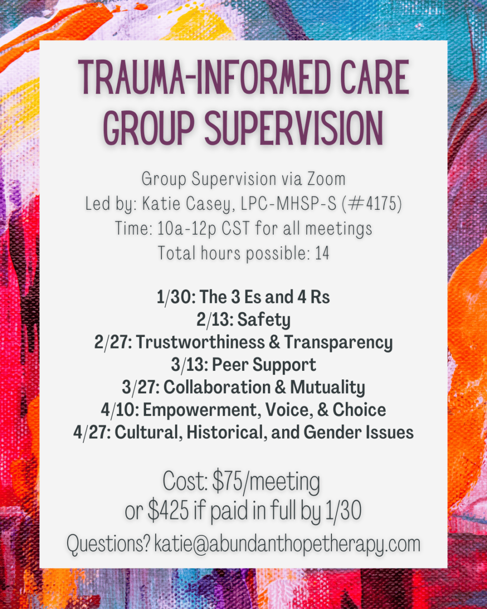 “Trauma-Informed Care” Group Supervision | TLPCA